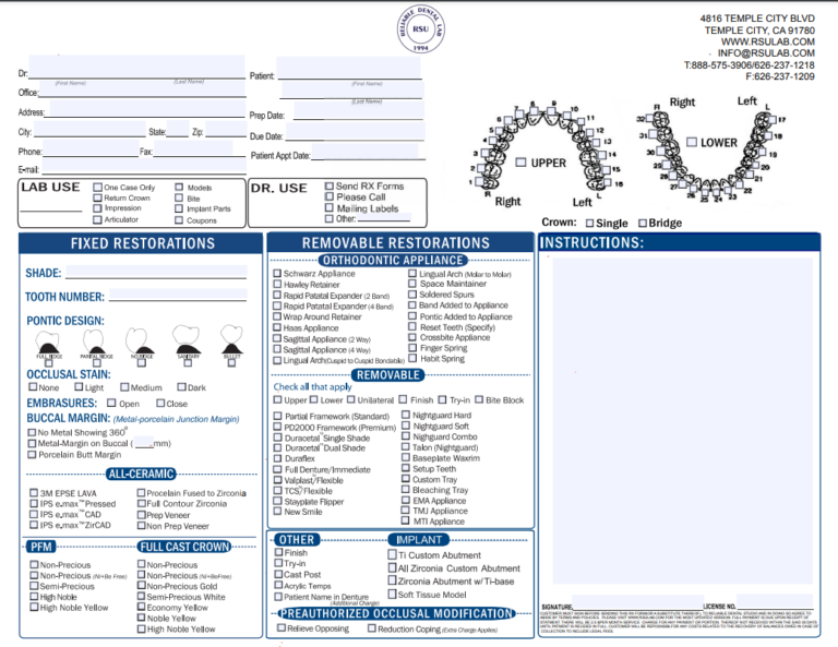 Effortless Dental RX Slip Download - Reliable Dental Lab
